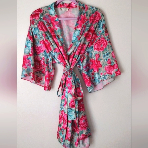 Vintage | Intimates & Sleepwear | Vintage Val Mode Satin Floral Robe ...
